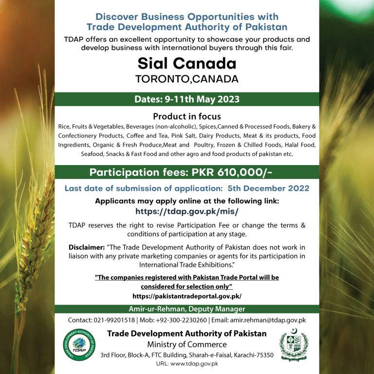 International Exhibition – Trade Development Authority of Pakistan (TDAP)