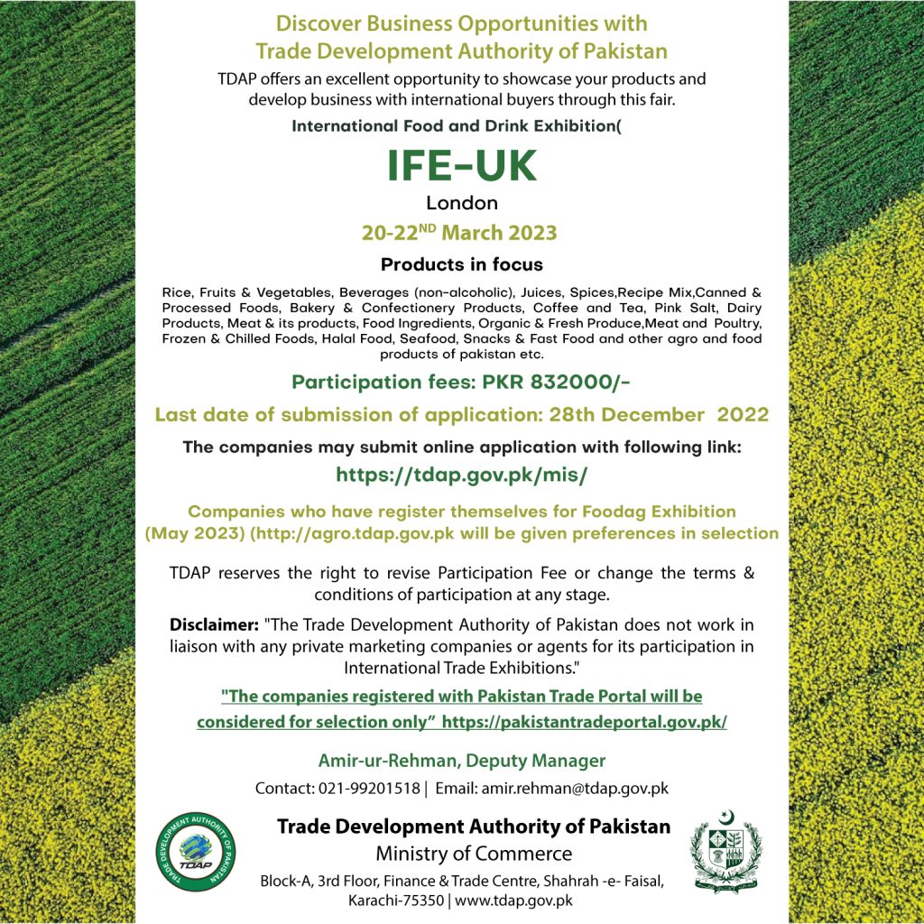 International Exhibition – Trade Development Authority of Pakistan (TDAP)